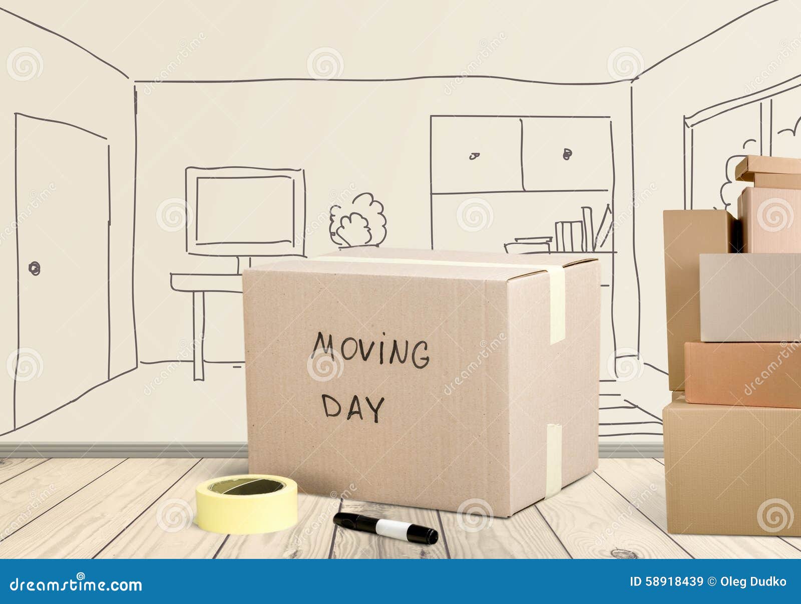 Moving House stock illustration. Illustration of cardboard - 58918439