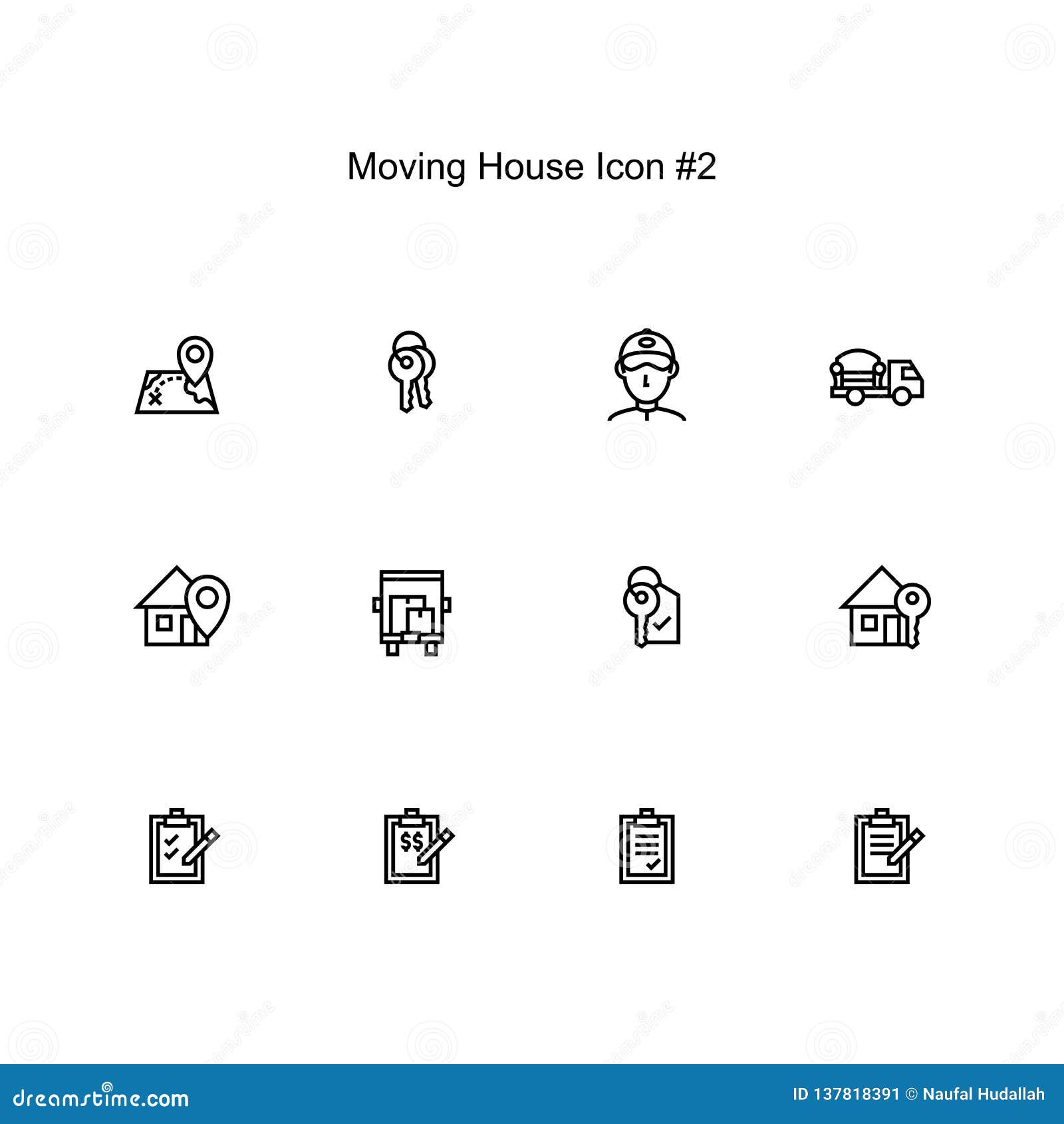 Moving House and Relocation Icon Set Design. Simple Clean Monoline ...