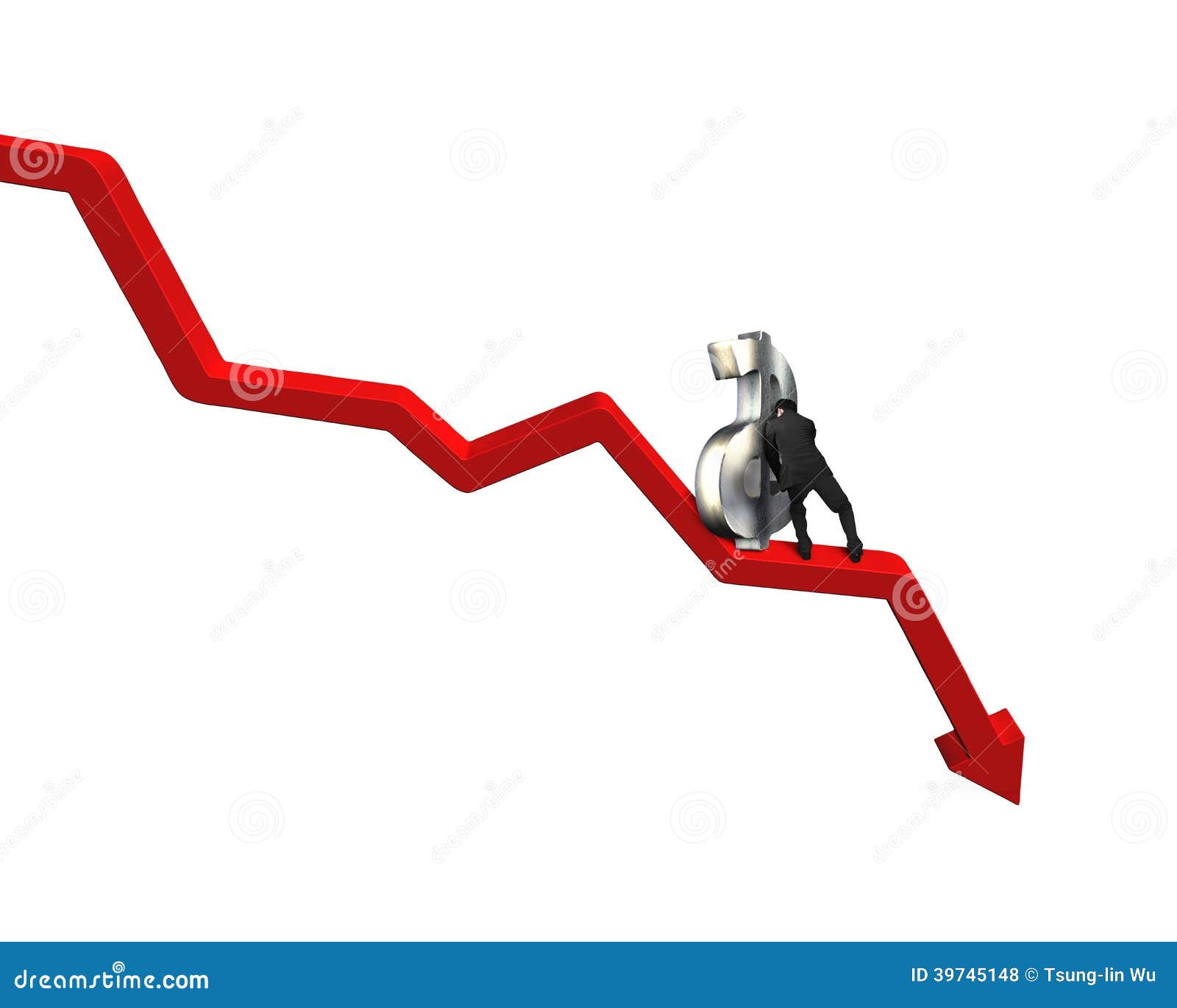 Moving Large Money Symbol Up on Red Arrow Stock Illustration ...