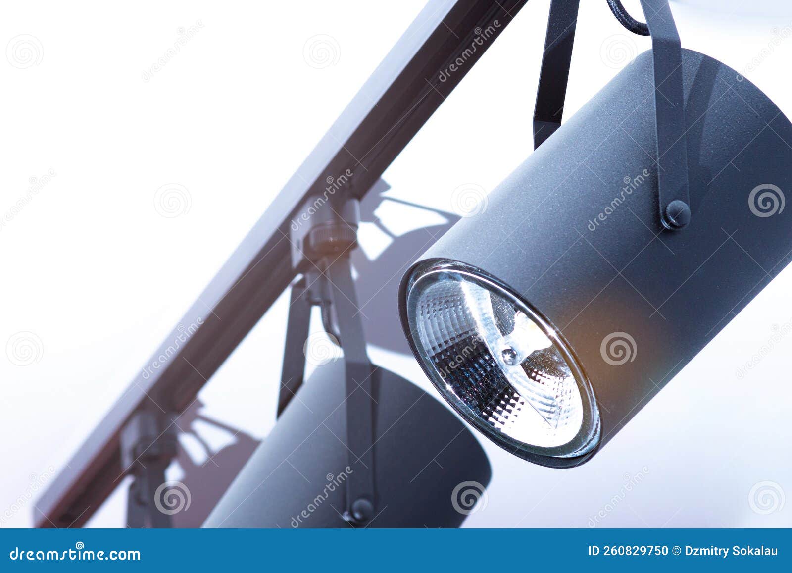 Moving Light Fixed on the Ceiling in the Form of a Group of Black Lamps ...