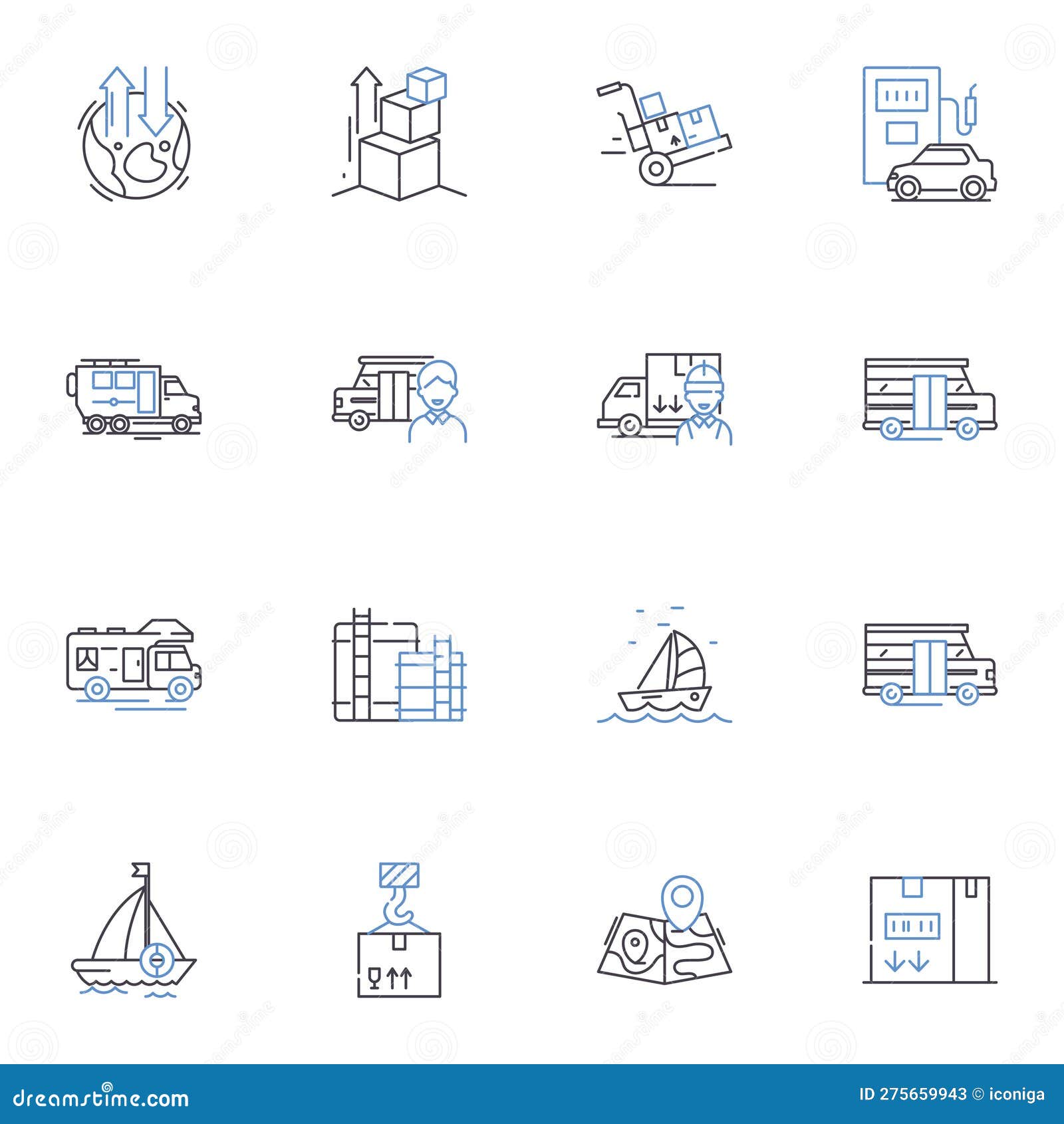 Moving Line Icons Collection. Relocation, Packing, Loading, Unpacking ...