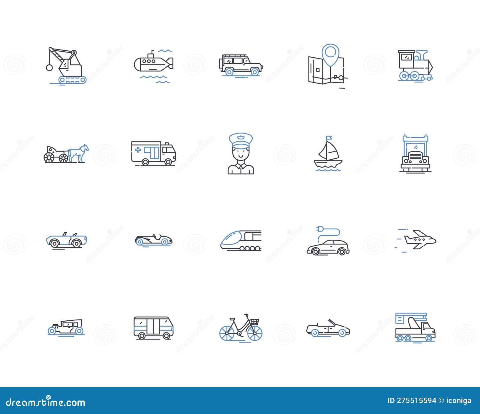 Moving Line Icons Collection. Relocation, Transport, Transition ...