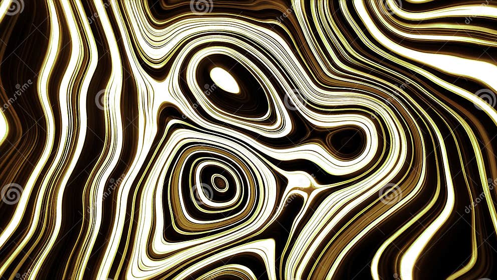 Moving Liquid Pattern of Stripes. Motion. Wavy Stripes Move in Fluid ...