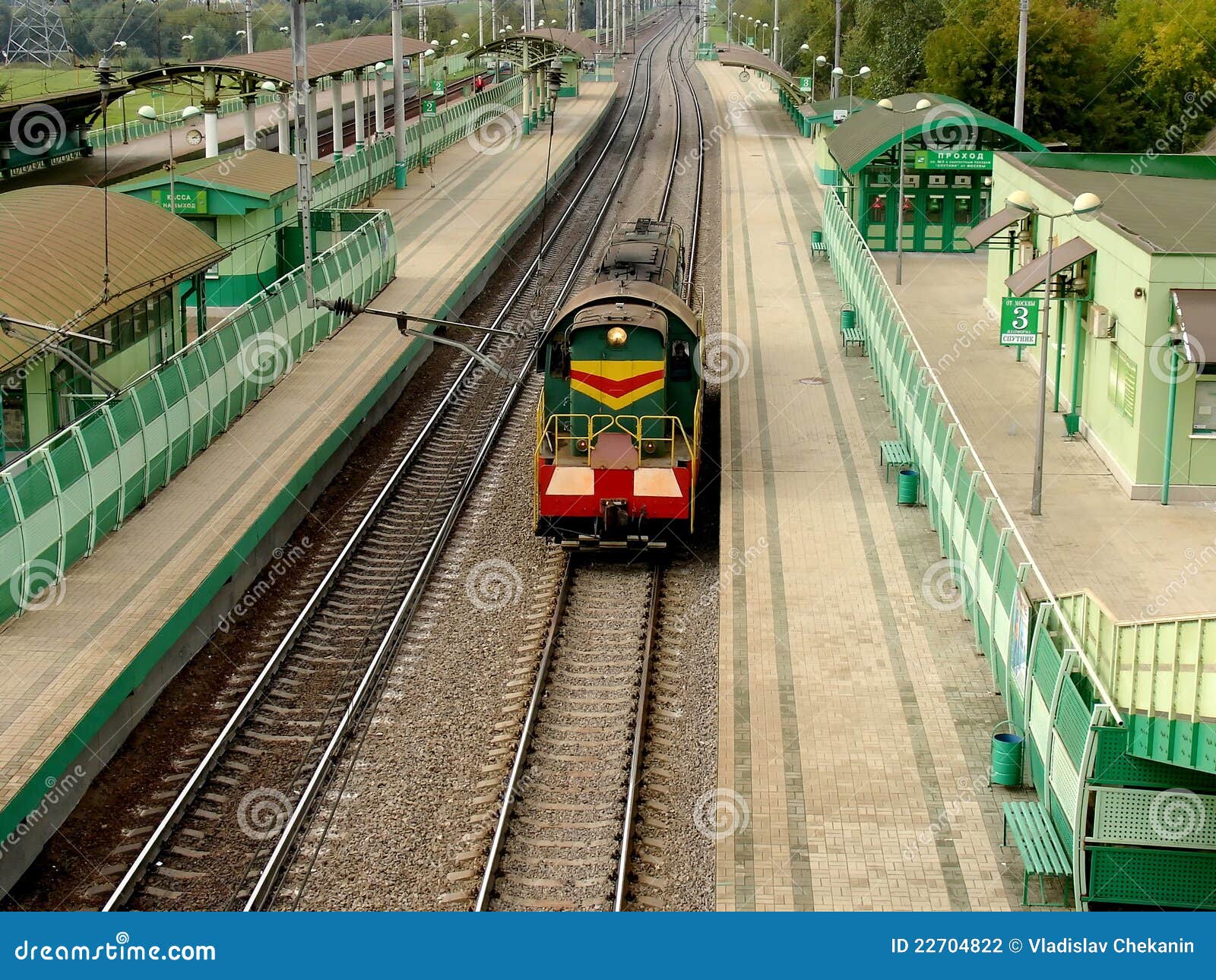 Moving Locomotive Train And Rail Tracks In The Evening Royalty-Free ...