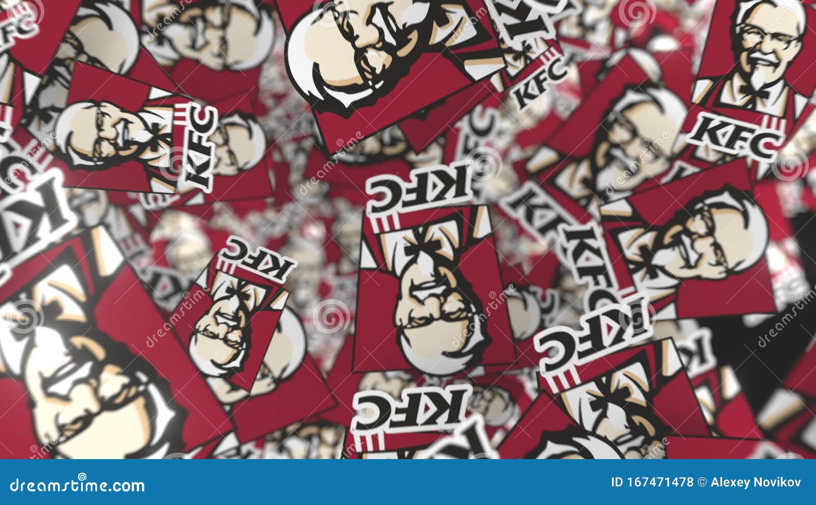 Many Moving Logos of KFC. Editorial Loopable Motion Background Stock ...