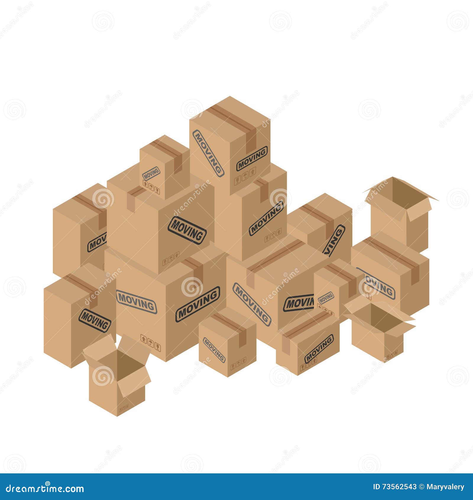 Moving Many of Cardboard Boxes. Paper Packaging for Things. Stock ...