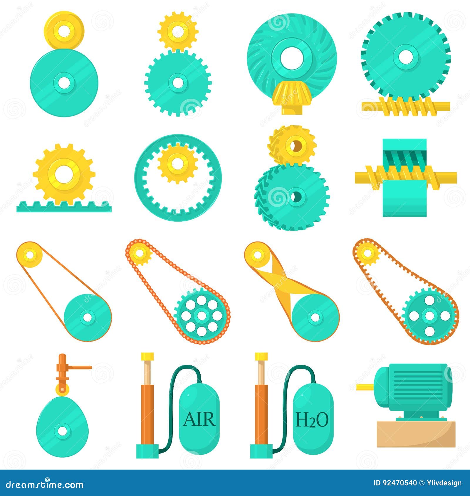 Moving Mechanisms Icons Set, Cartoon Style Stock Vector - Illustration ...