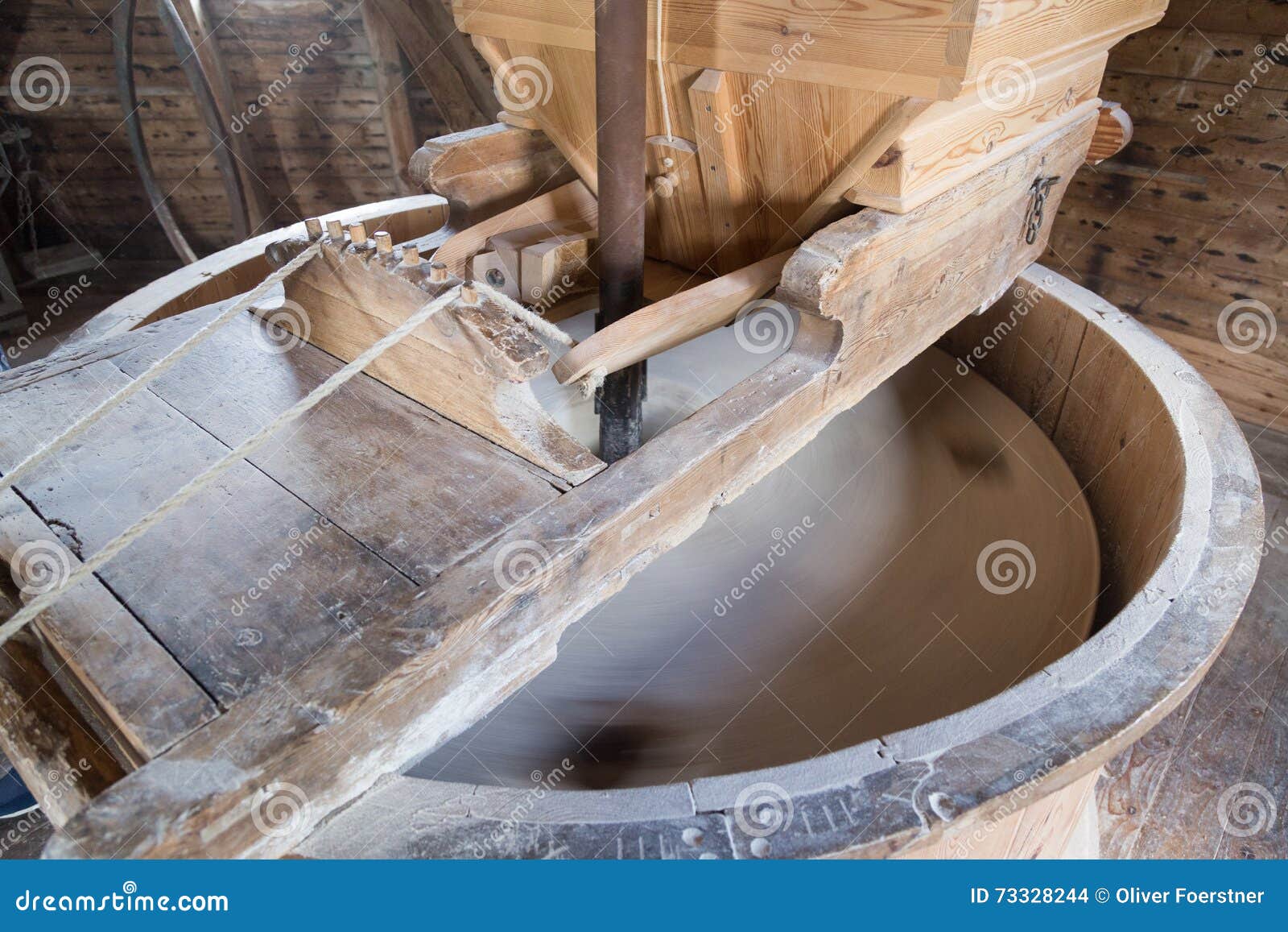 Moving Millstone in Historic Danish Windmill Stock Photo - Image of ...