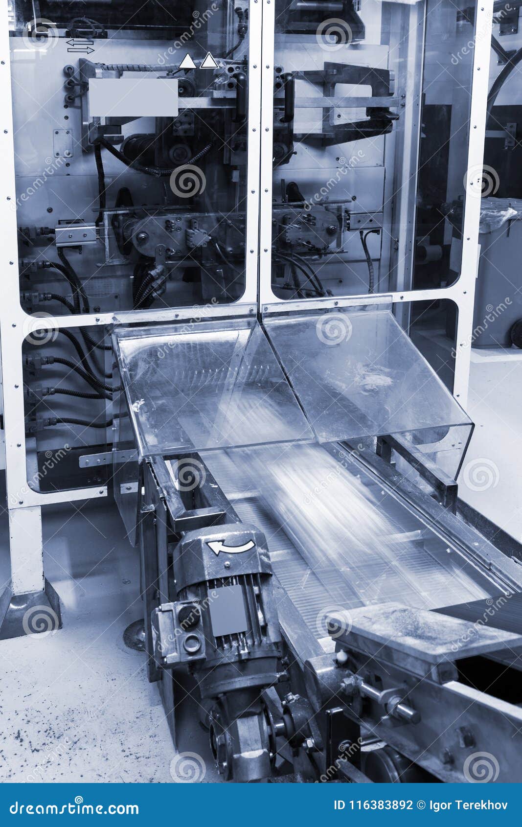 Moving modern conveyor stock photo. Image of indoors - 116383892