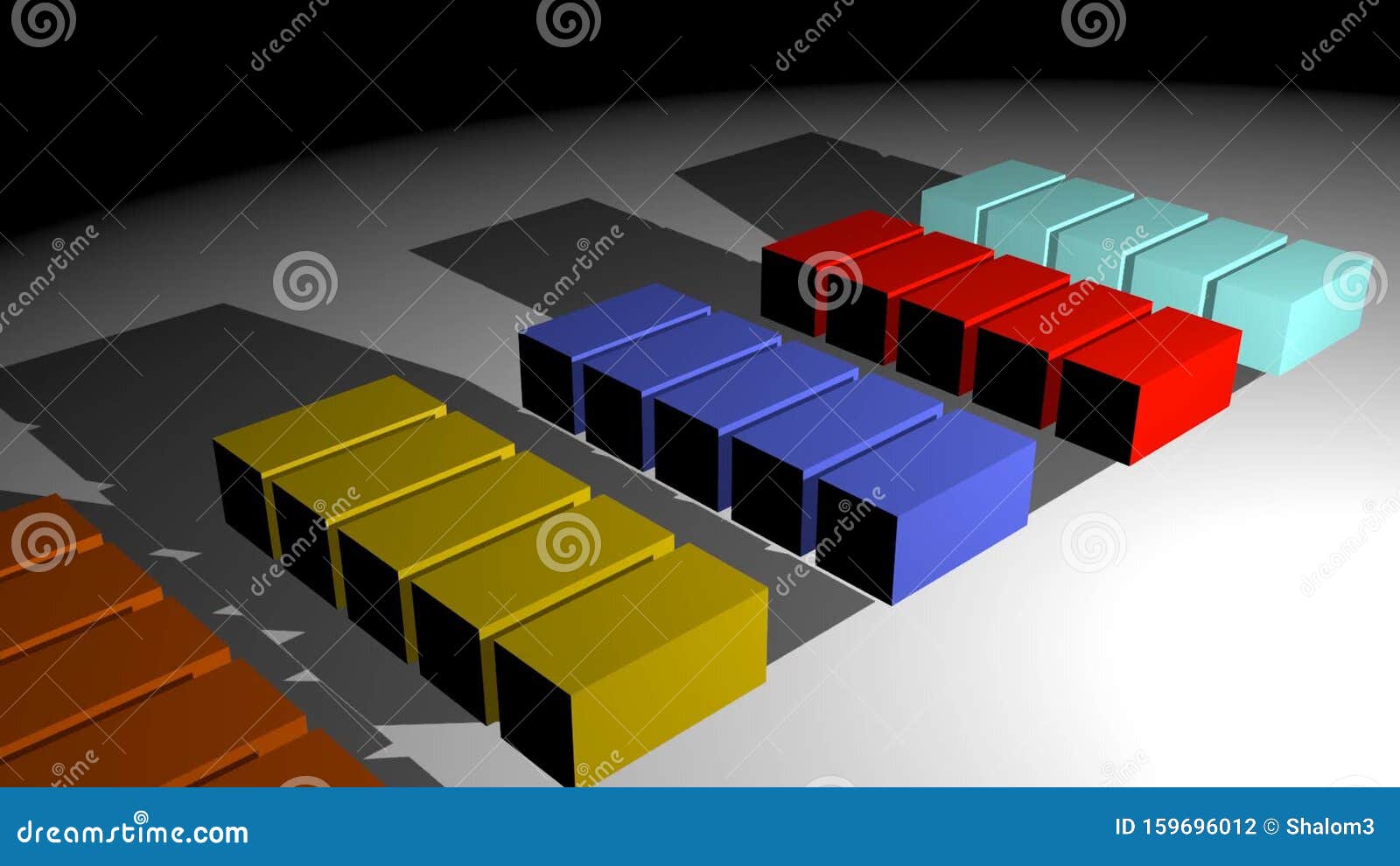 Moving Multicolored Cube Segment. Dynamic Abstract Video on White and ...