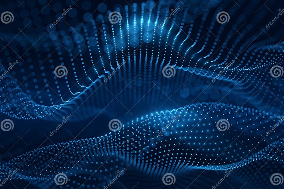 Moving Neon Blue Dots Pattern Forming a Digital Network Connection on ...