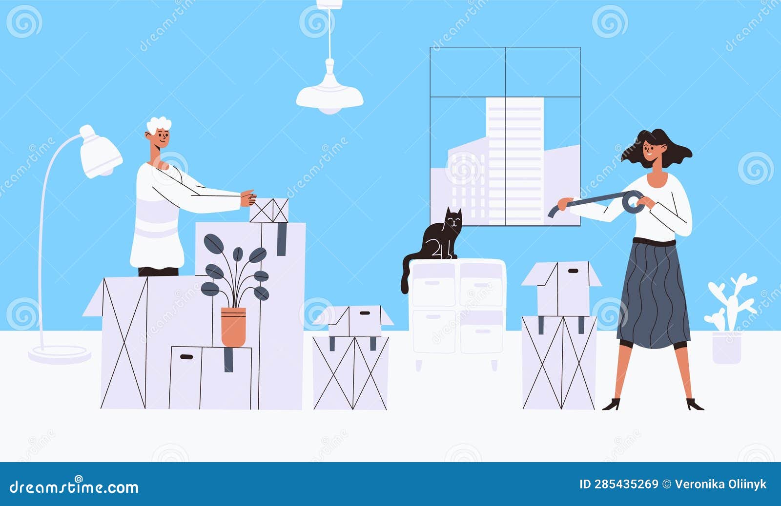 Moving Out People. People Relocation in New Place Stock Vector ...