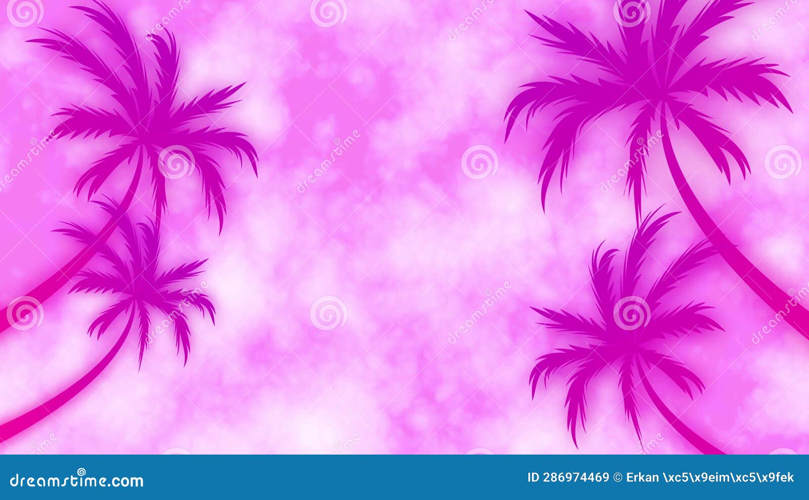Moving Palm Trees Pink Sky And Clouds Barbie Concept Seamless Footage Stock Video Video Of