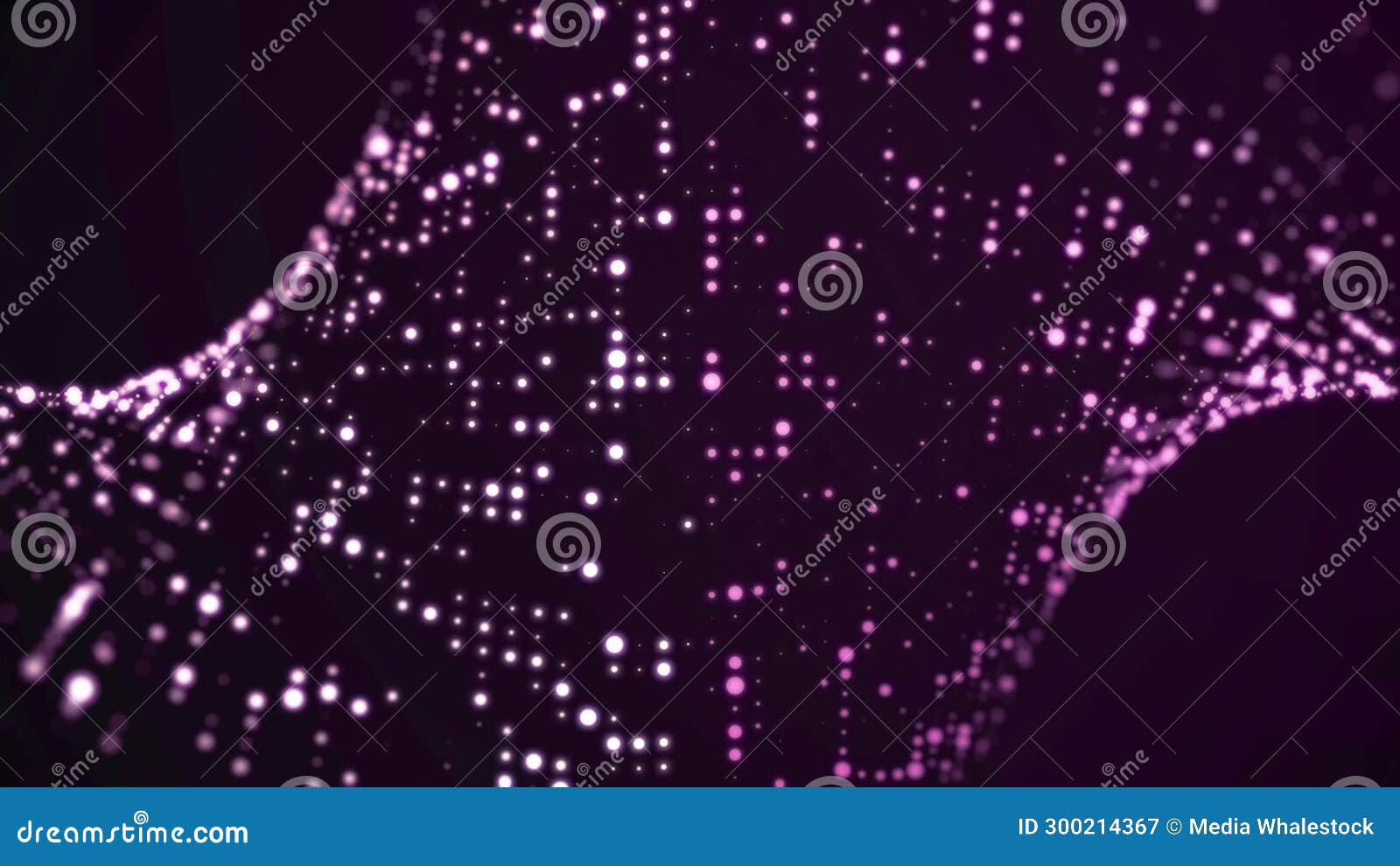 Moving Particle Animation Background. Flowing Light Dots on Purple ...