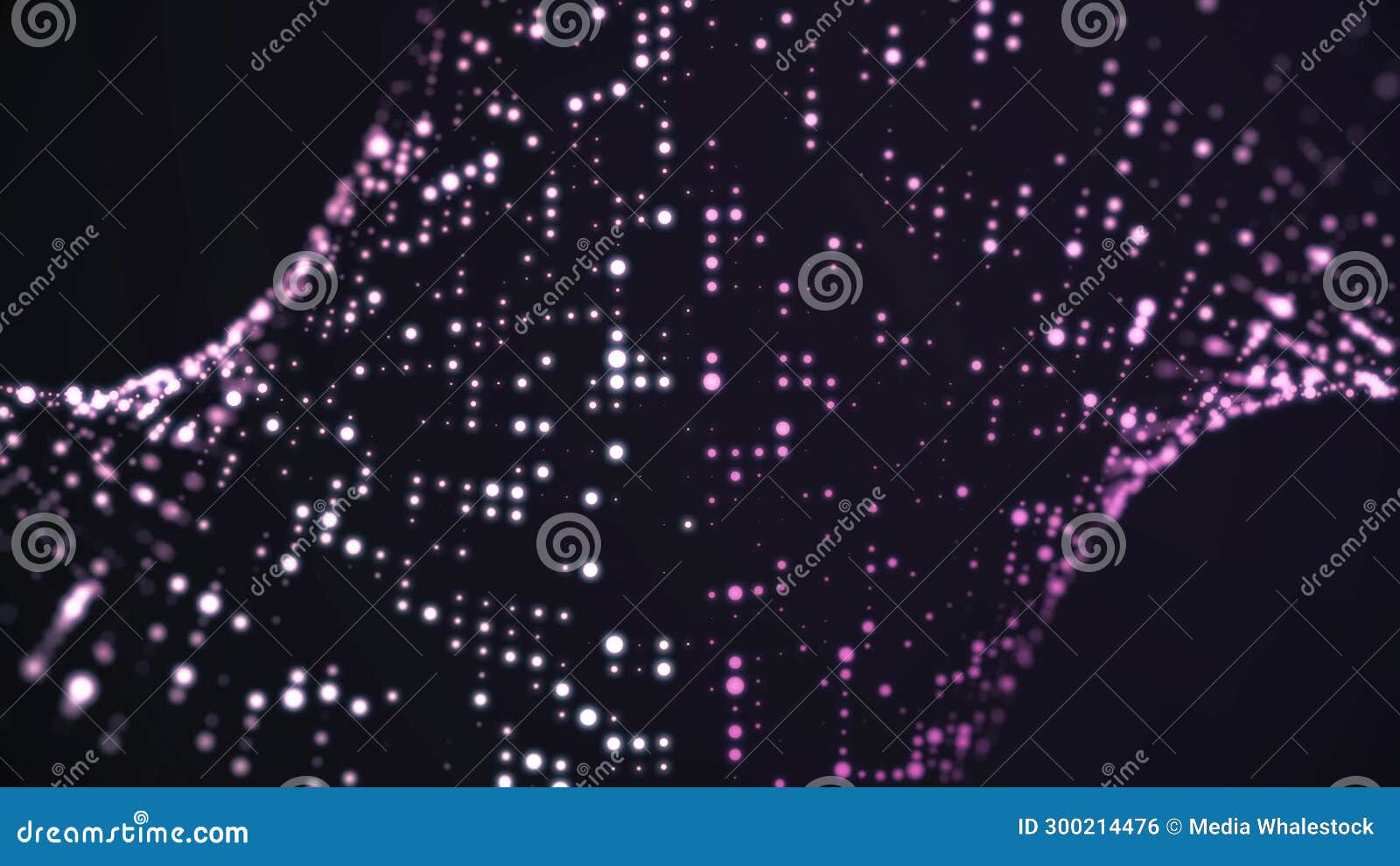 Moving Particle Animation Background. Flowing Light Dots on Purple ...