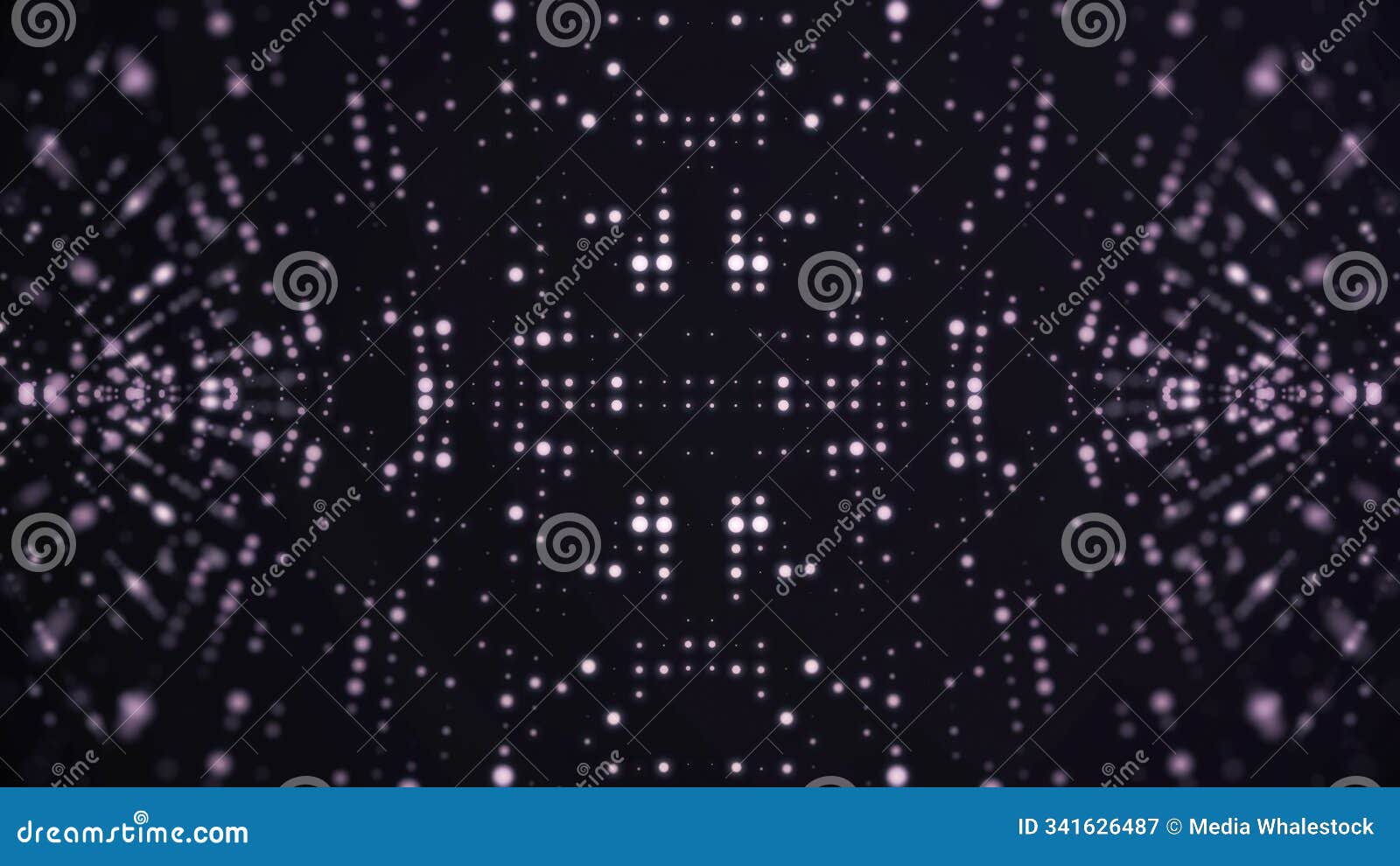 Moving Particle Animation Background. Flowing Light Dots on Purple ...