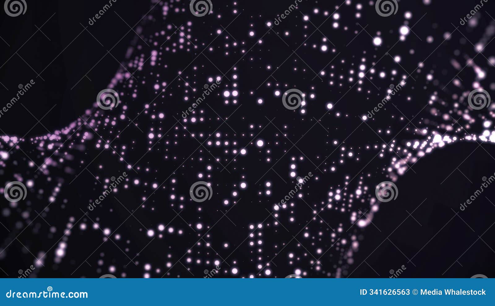 Moving Particle Animation Background. Flowing Light Dots on Purple ...