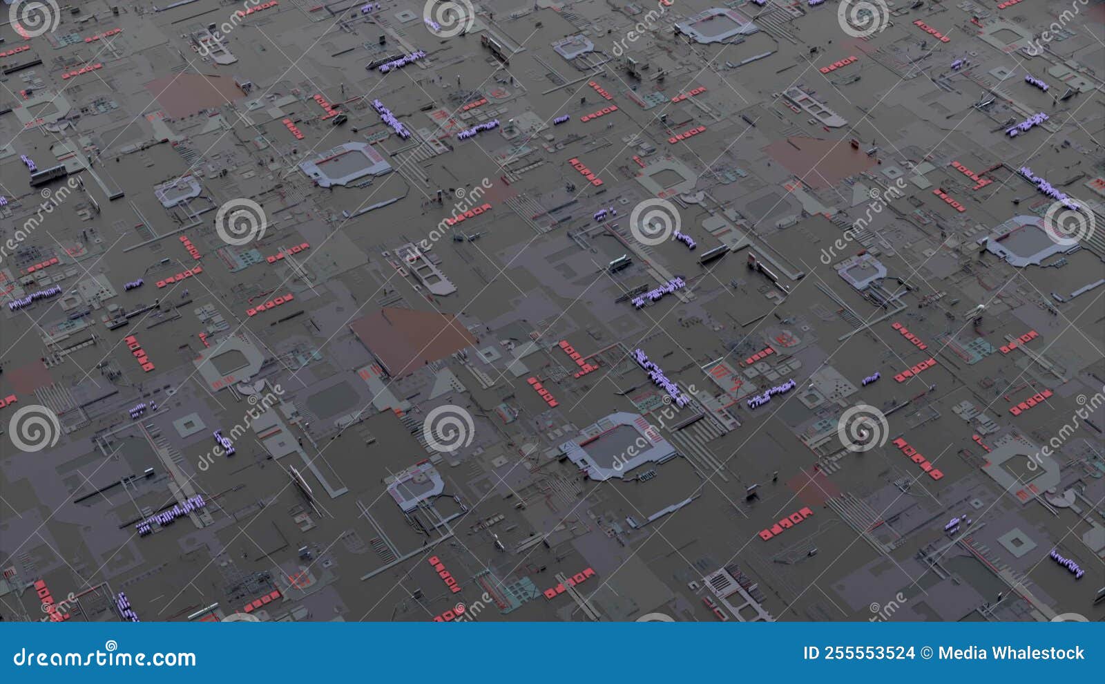 Moving Particles on Computer Board. Design. 3D Computer Board with ...