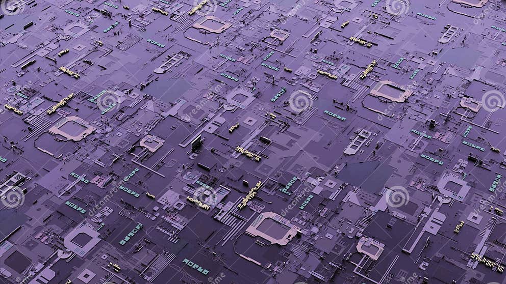 Moving Particles on Computer Board. Design. 3D Computer Board with ...