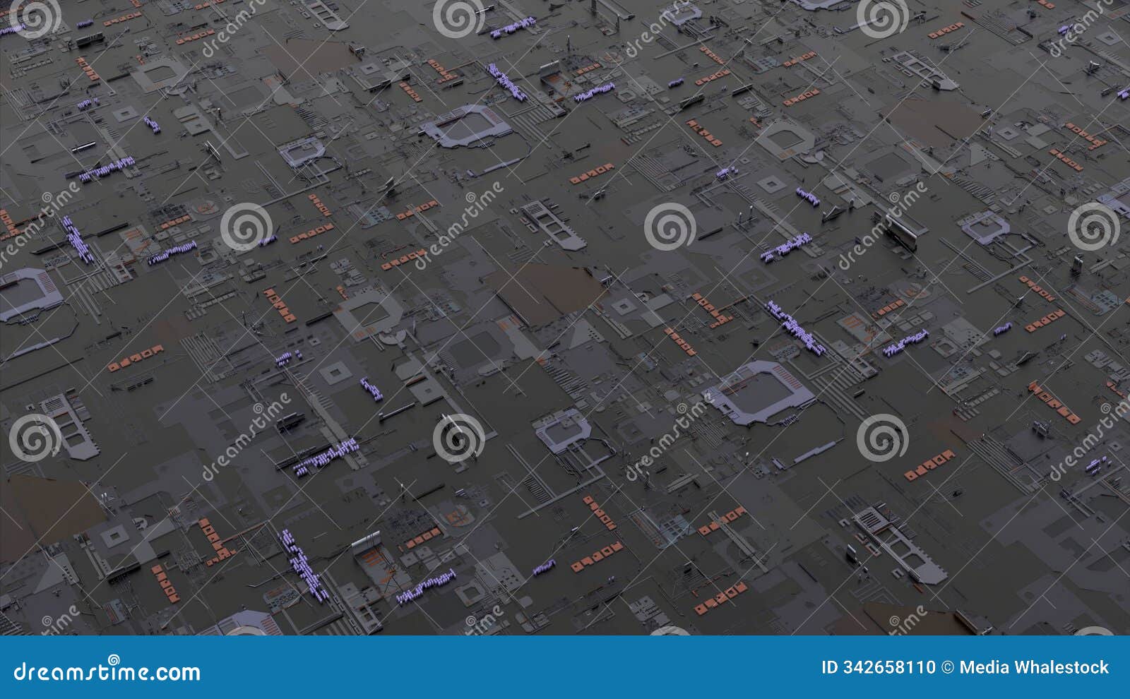 Moving Particles on Computer Board. Design. 3D Computer Board with ...