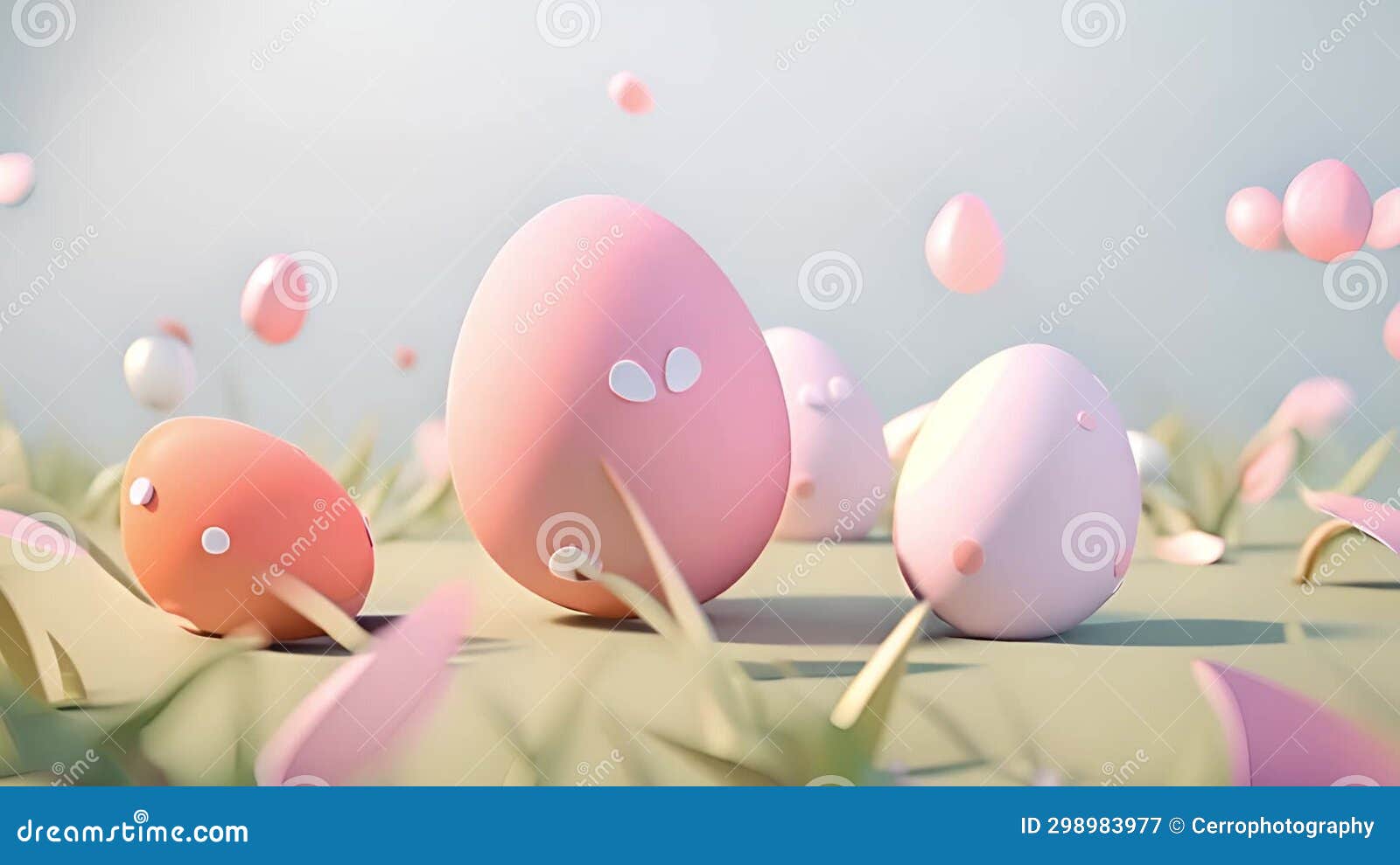Moving Pastel Easter Landscape Light Pastel Easter Eggs Design Set of ...