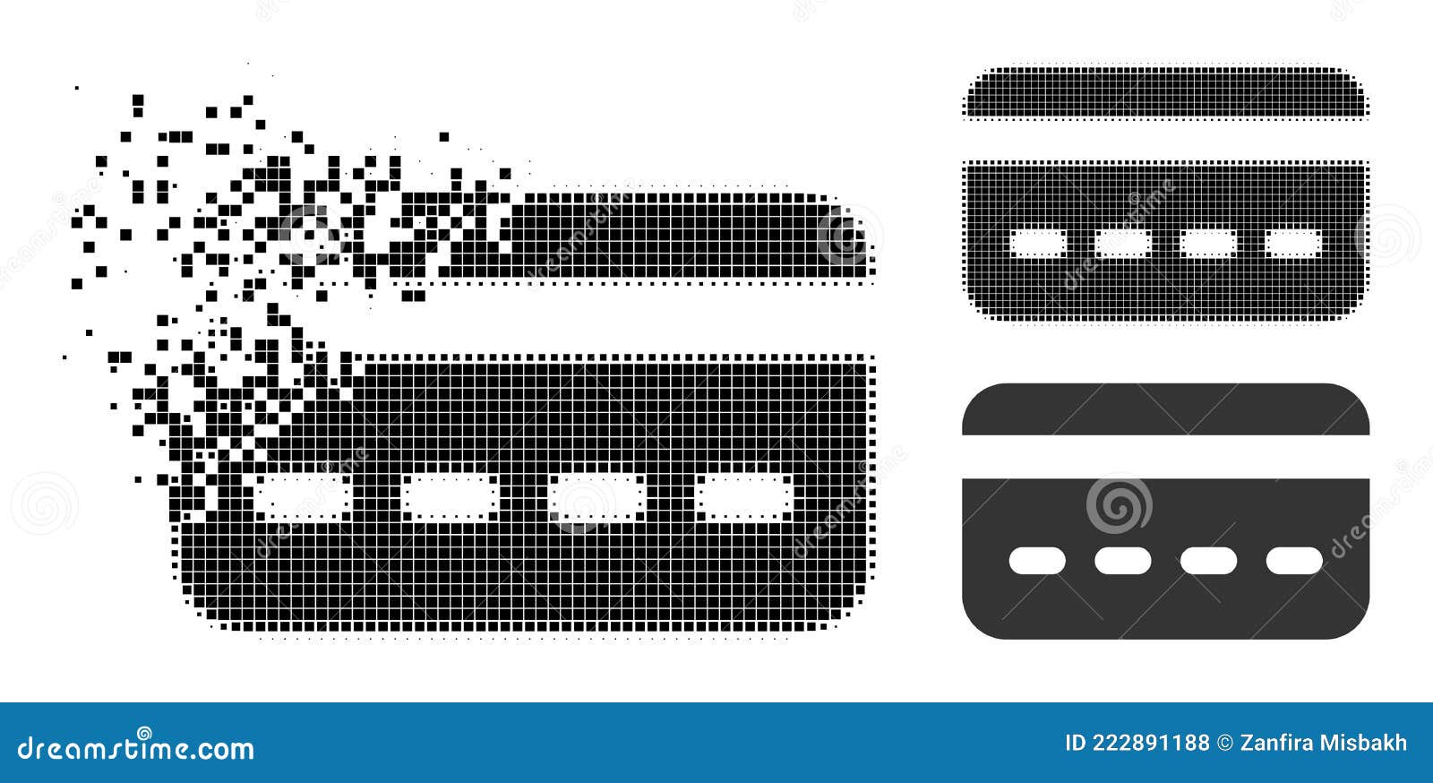 Moving Pixel Credit Card Glyph with Halftone Version Stock Vector ...