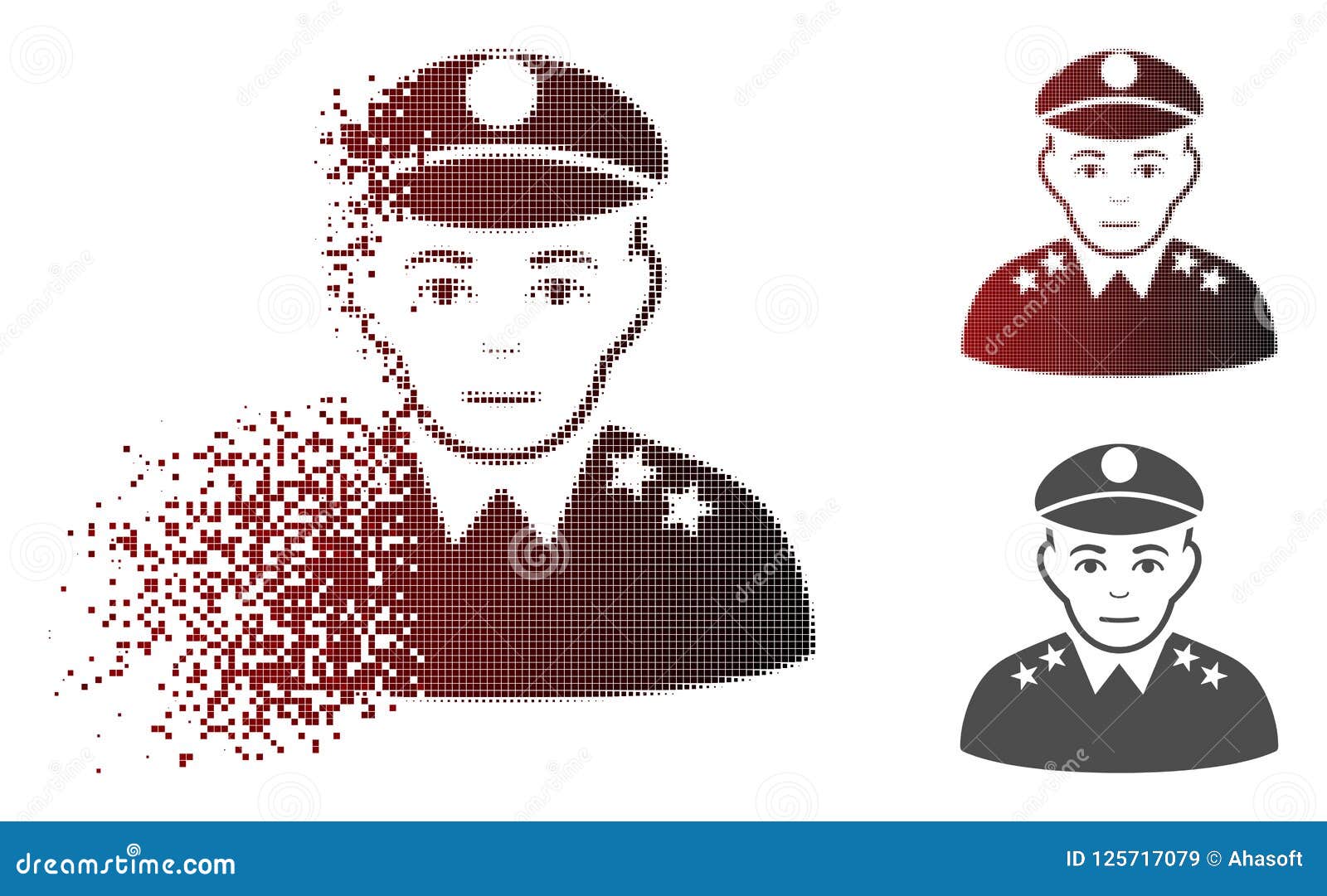 Moving Pixel Halftone Army General Icon with Face Stock Vector ... Moving Pixel Halftone Army General Icon with Face Stock Vector ...