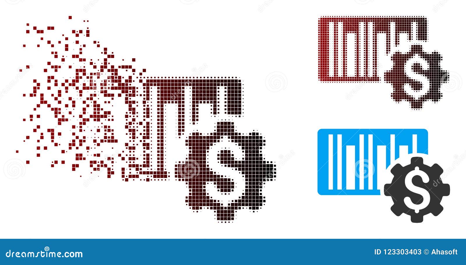 Moving Pixel Halftone Barcode Price Setup Gear Icon Stock Vector ...