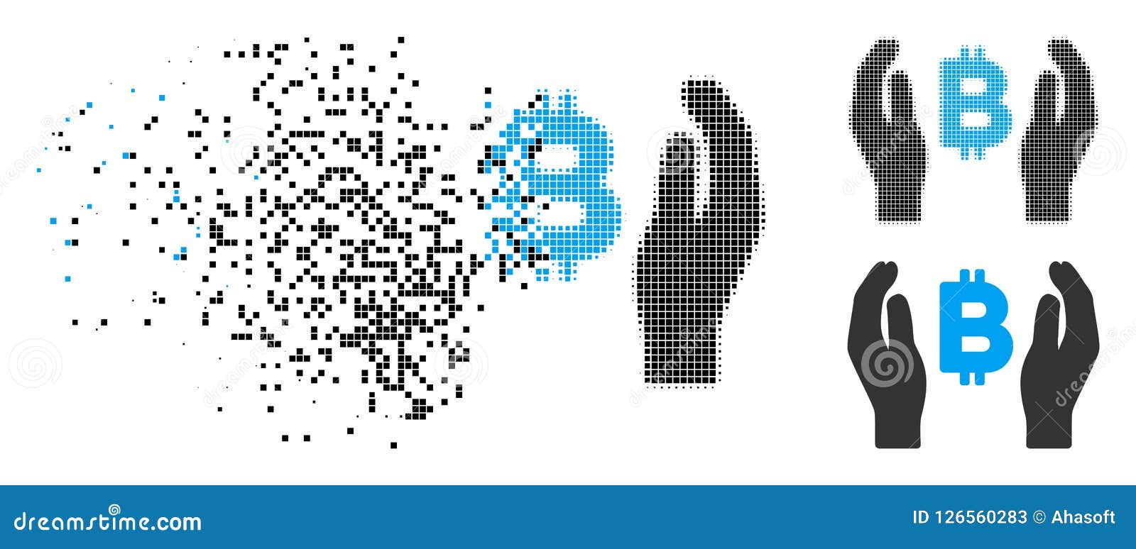 Moving Pixel Halftone Bitcoin Care Hands Icon Stock Vector ... Moving Pixel Halftone Bitcoin Care Hands Icon Stock Vector ...