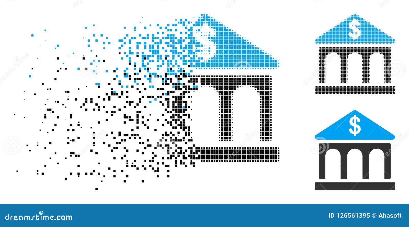 Moving Pixel Halftone Classic Bank Building Icon Stock Vector ... Moving Pixel Halftone Classic Bank Building Icon Stock Vector ...