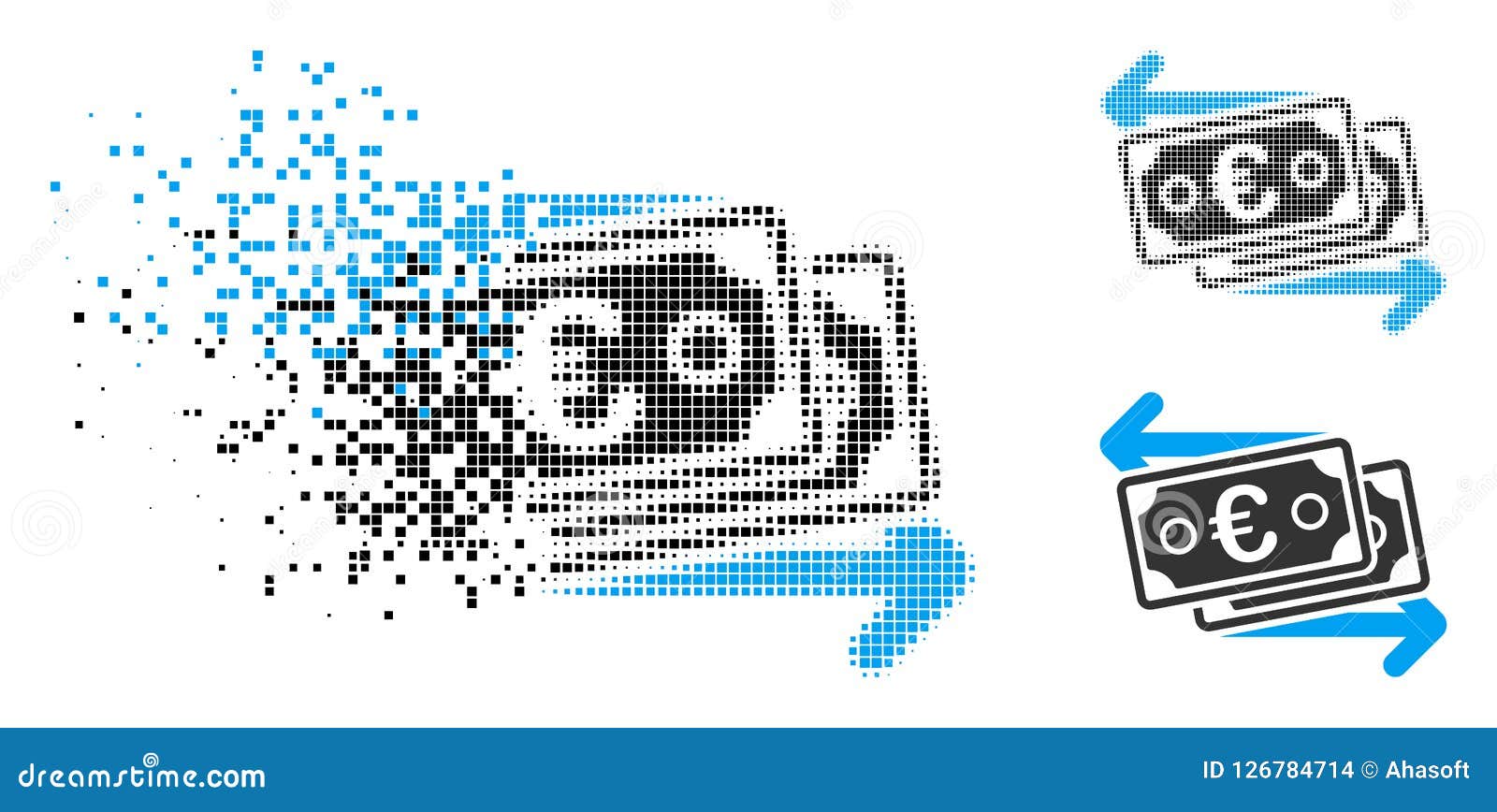Moving Pixel Halftone Euro Banknotes Change Icon Stock Vector ... Moving Pixel Halftone Euro Banknotes Change Icon Stock Vector ...