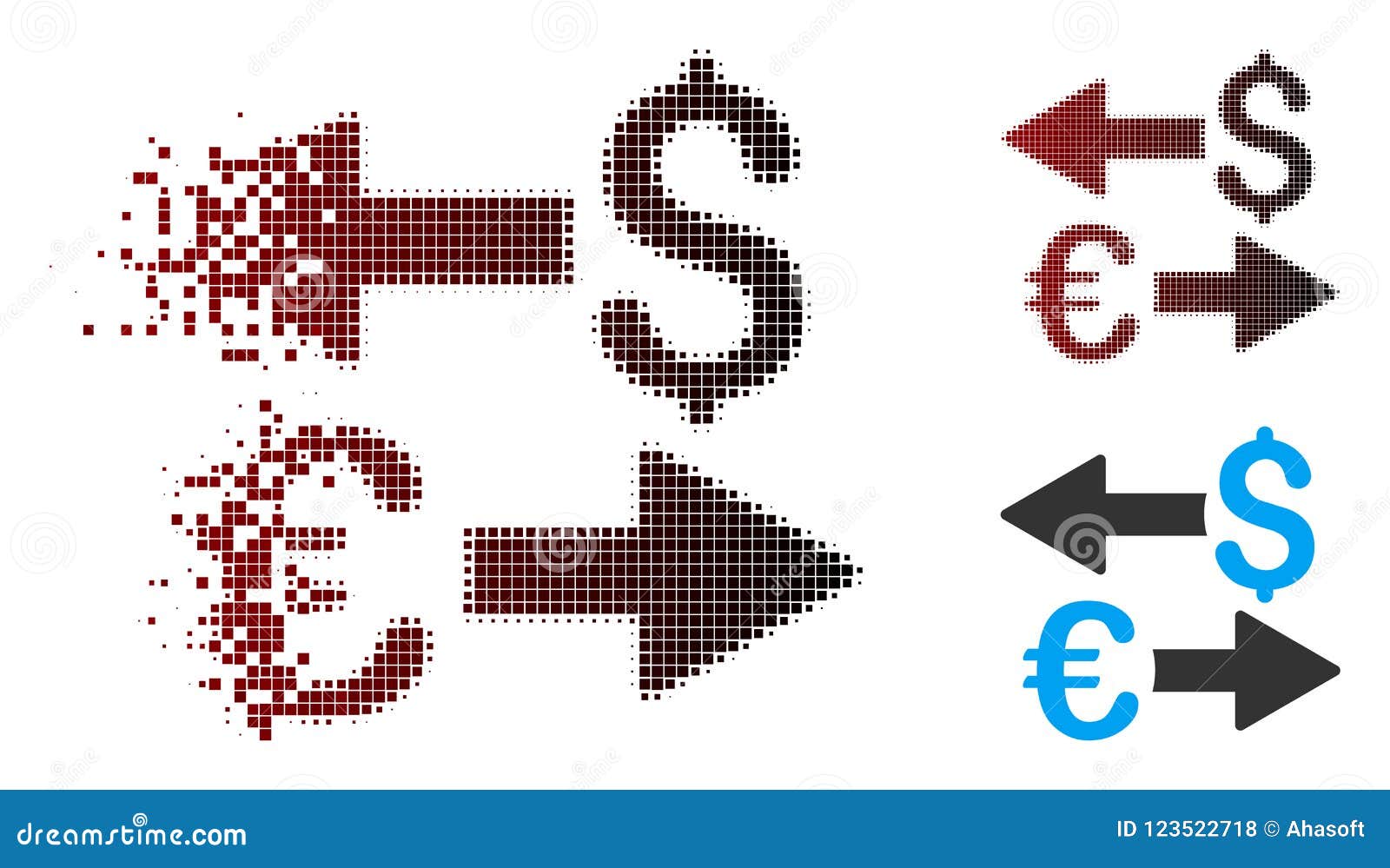 Moving Pixel Halftone Euro Dollar Transactions Icon Stock Vector ... Moving Pixel Halftone Euro Dollar Transactions Icon Stock Vector ...