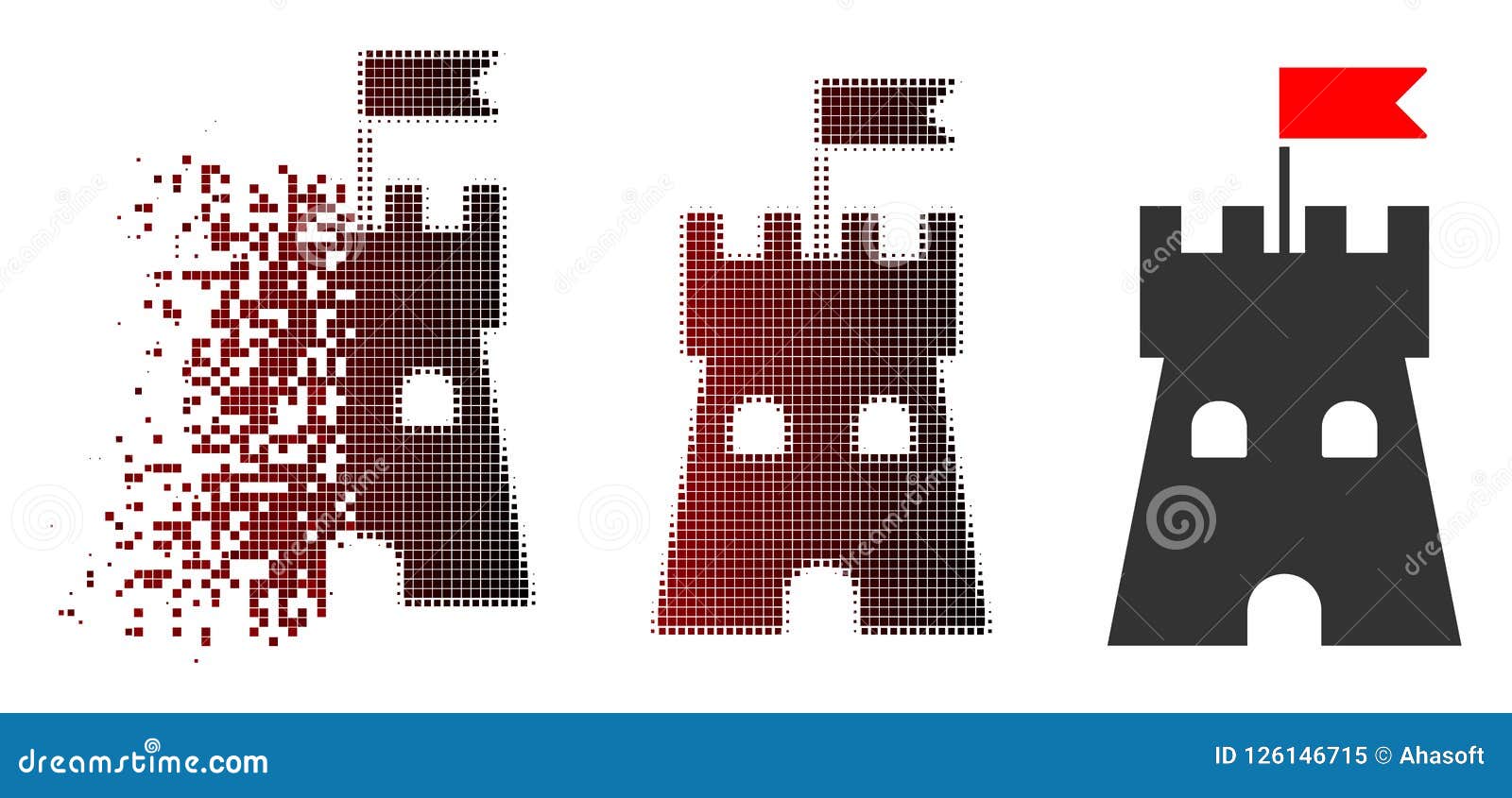 Moving Pixel Halftone Fortress Tower Icon Stock Vector - Illustration ... Moving Pixel Halftone Fortress Tower Icon Stock Vector - Illustration ...
