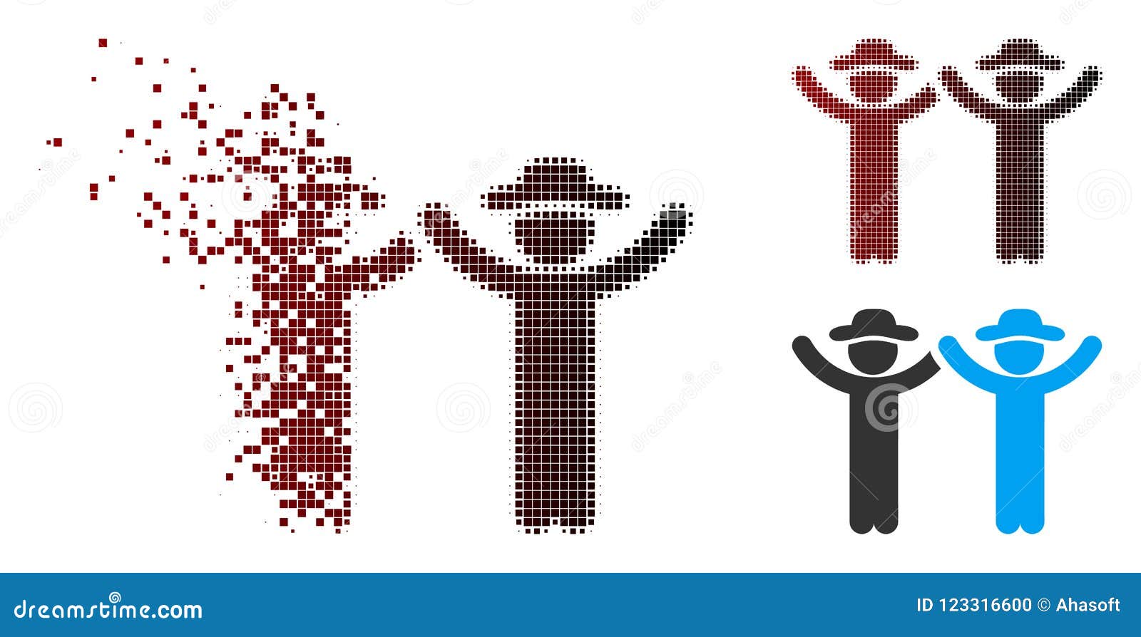 Moving Pixel Halftone Hands Up Gentlemen Icon Stock Vector ... Moving Pixel Halftone Hands Up Gentlemen Icon Stock Vector ...