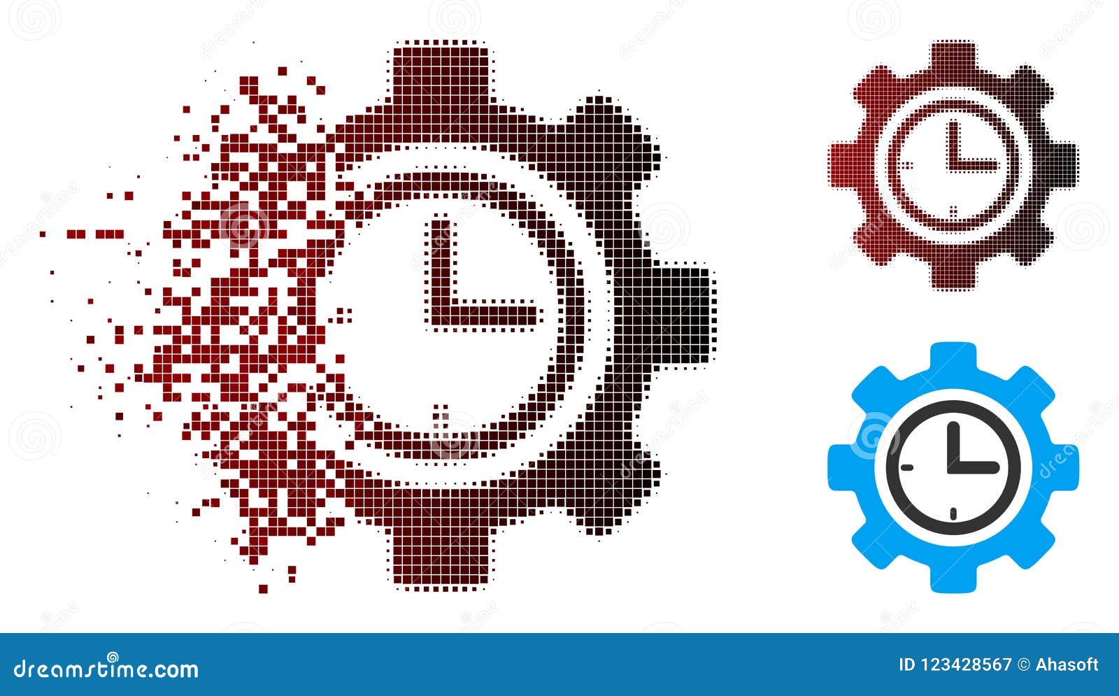 Moving Pixel Halftone Time Setup Gear Icon Stock Vector - Illustration ... Moving Pixel Halftone Time Setup Gear Icon Stock Vector - Illustration ...
