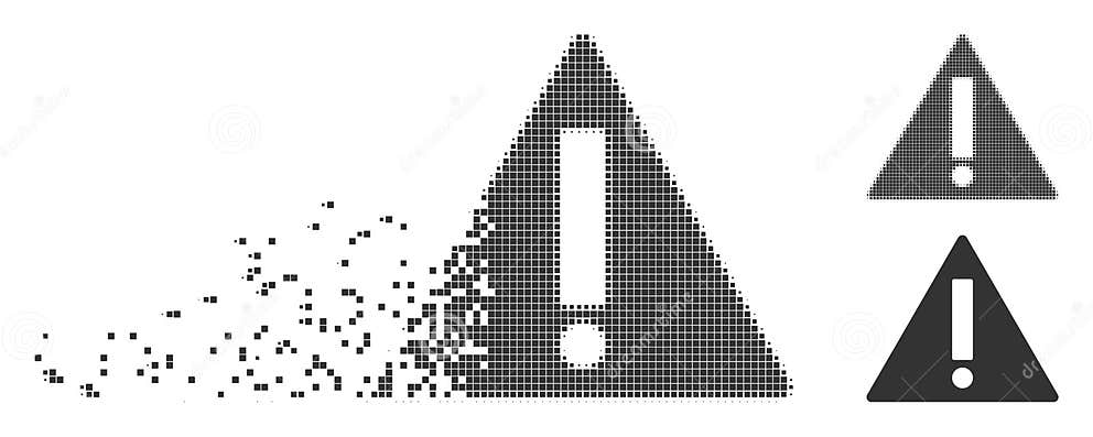 Moving Pixel Halftone Warning Icon Stock Vector - Illustration of ...