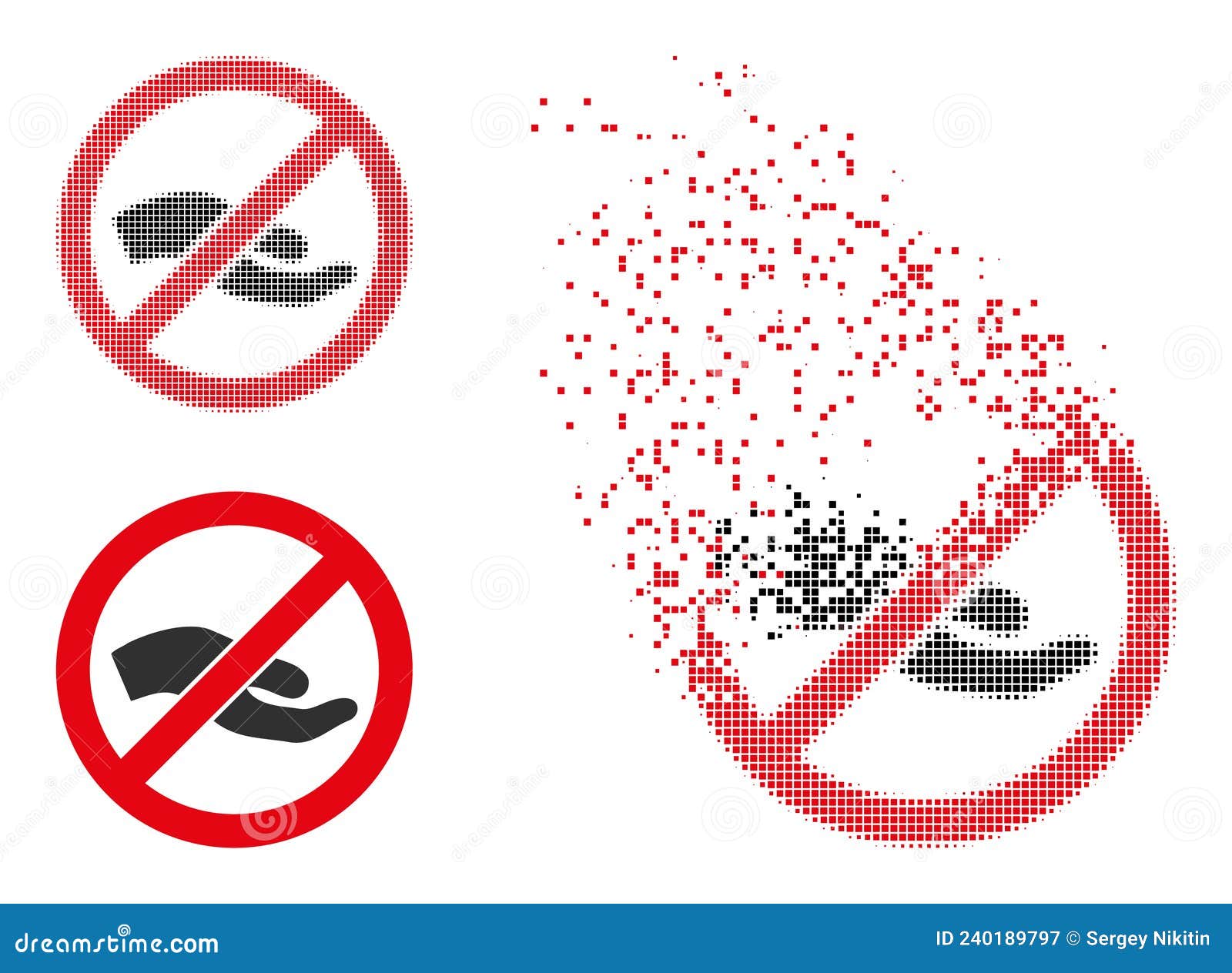 Moving Pixel and Original Forbid Asking Hand Icon Stock Vector ...