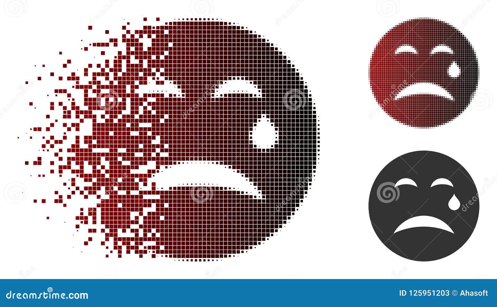 Moving Pixelated Halftone Cry Smiley Icon Stock Vector - Illustration ...