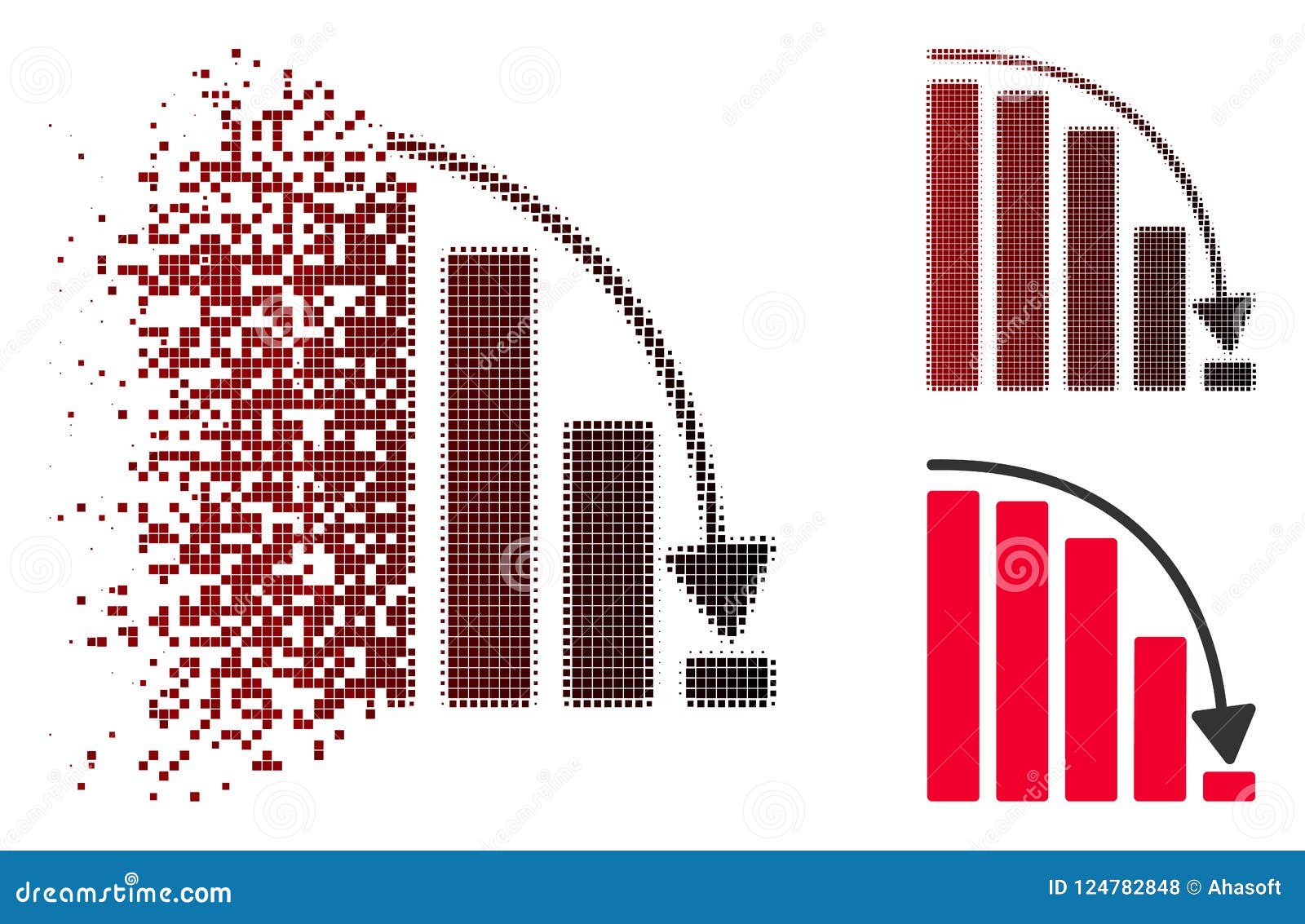 Moving Pixelated Halftone Falling Acceleration Chart Icon Stock Vector ...
