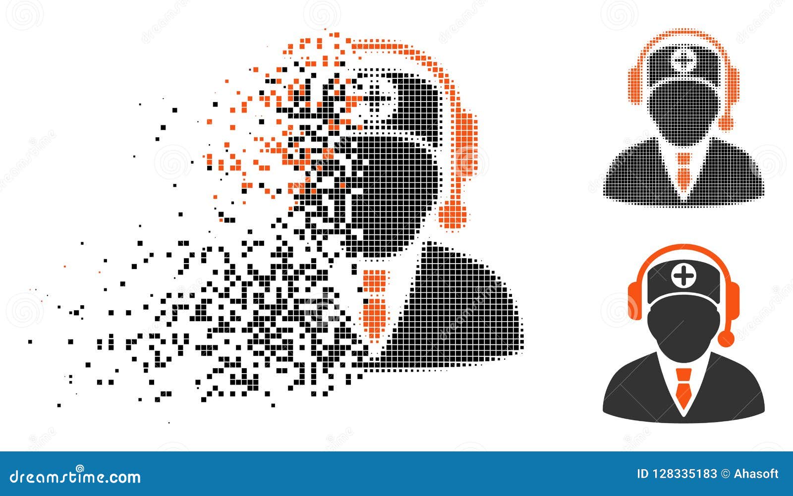 Moving Pixelated Halftone Medical Operator Icon Stock Vector ...