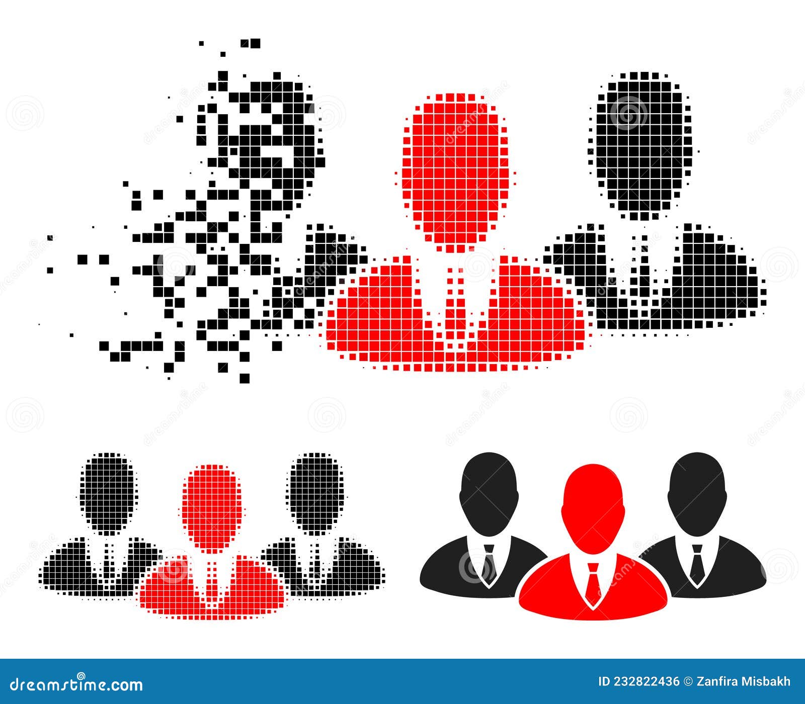 Moving Pixelated Manager Group Glyph with Halftone Version Stock Vector ...