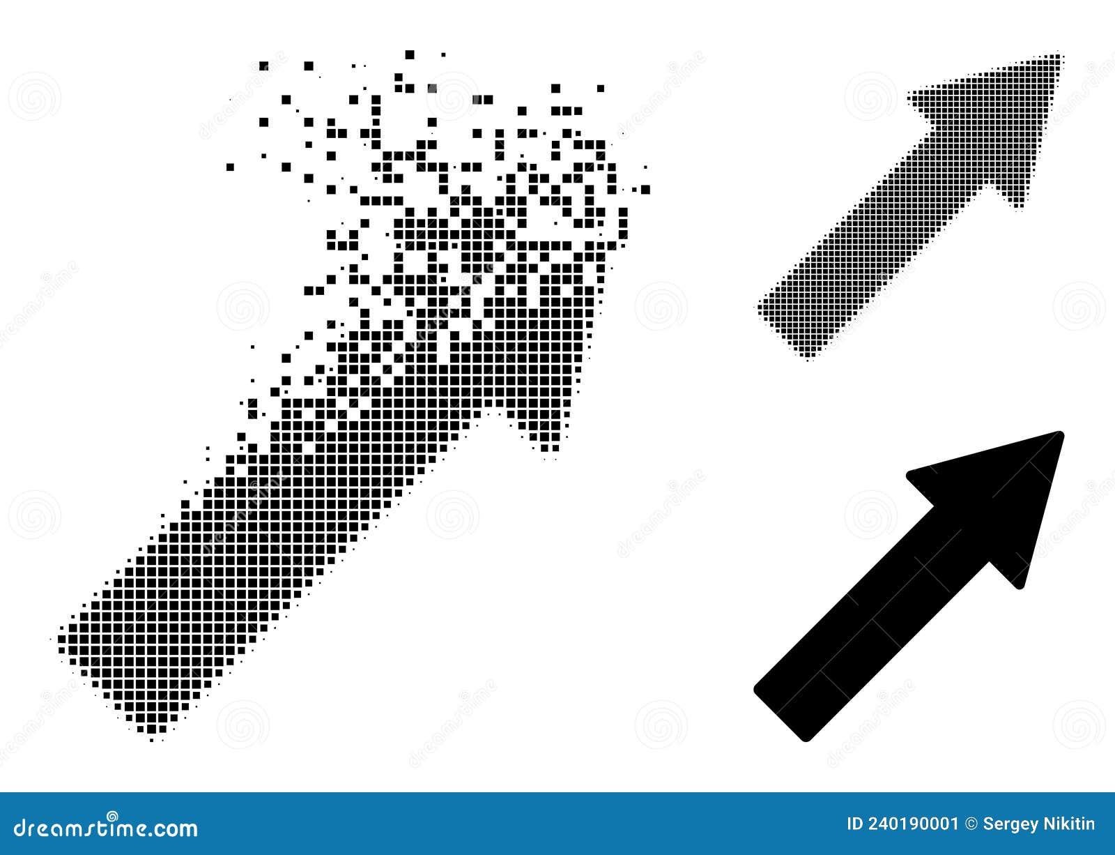 Moving Pixelated and Original Right Up Arrow Icon Stock Vector ...