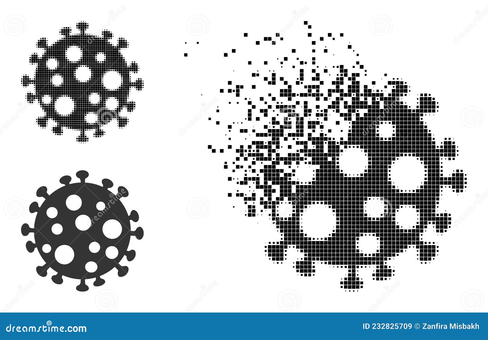 Dissolving Dot Virus Cell Icon with Halftone Version Stock Vector ...
