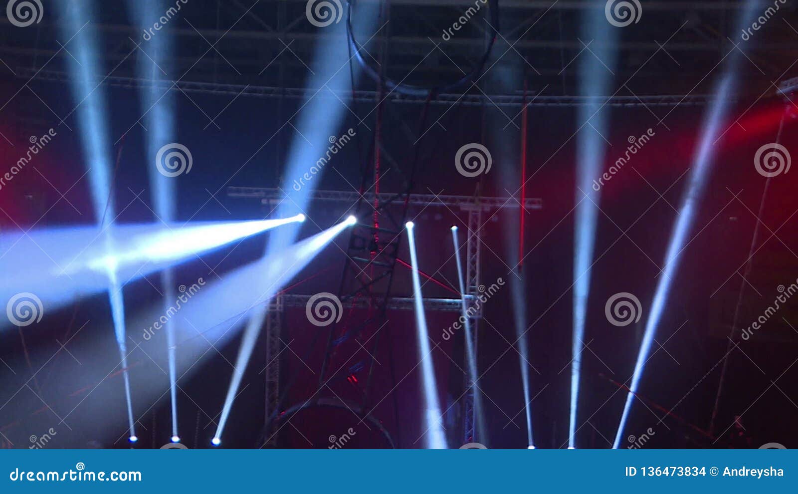 Moving Rays of Light.Natural Lighting of the Lamp. Light Show. Stock ...