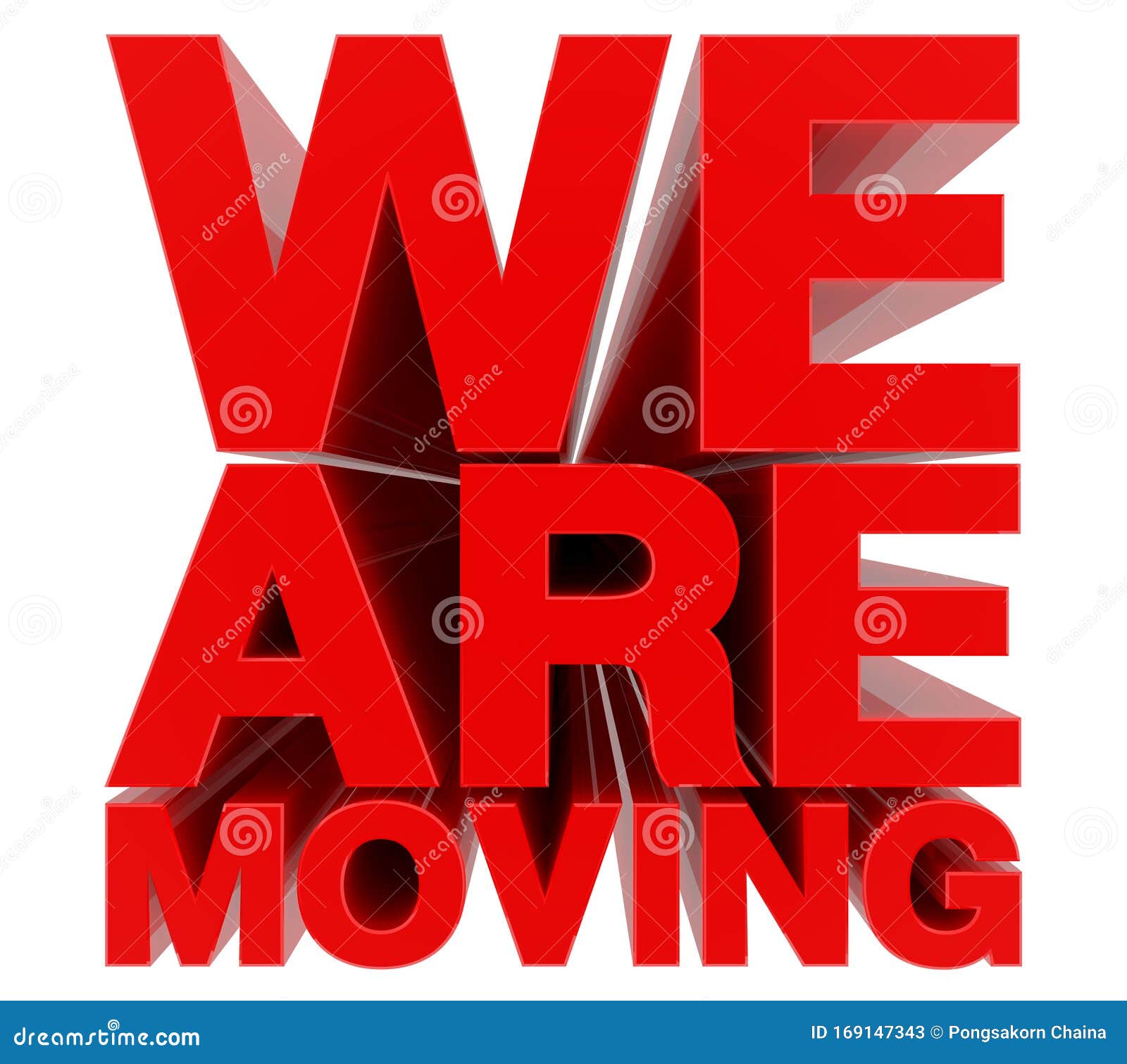 We are MOVING Red Word on White Background 3d Rendering Stock ...