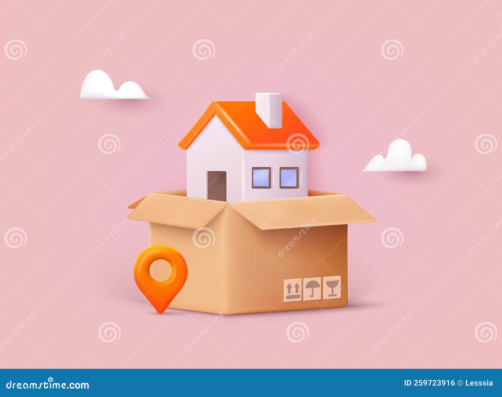 Moving and Relocation Concept. House in Box Stock Vector - Illustration ...