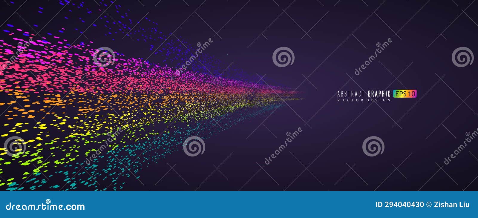 Moving Ribbons Composed of Countless Colorful Dots, Vector Graphics ...