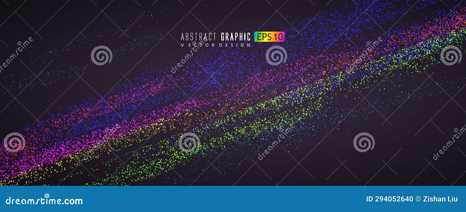 Moving Ribbons Composed Of Countless Colorful Dots, Vector Graphics ...