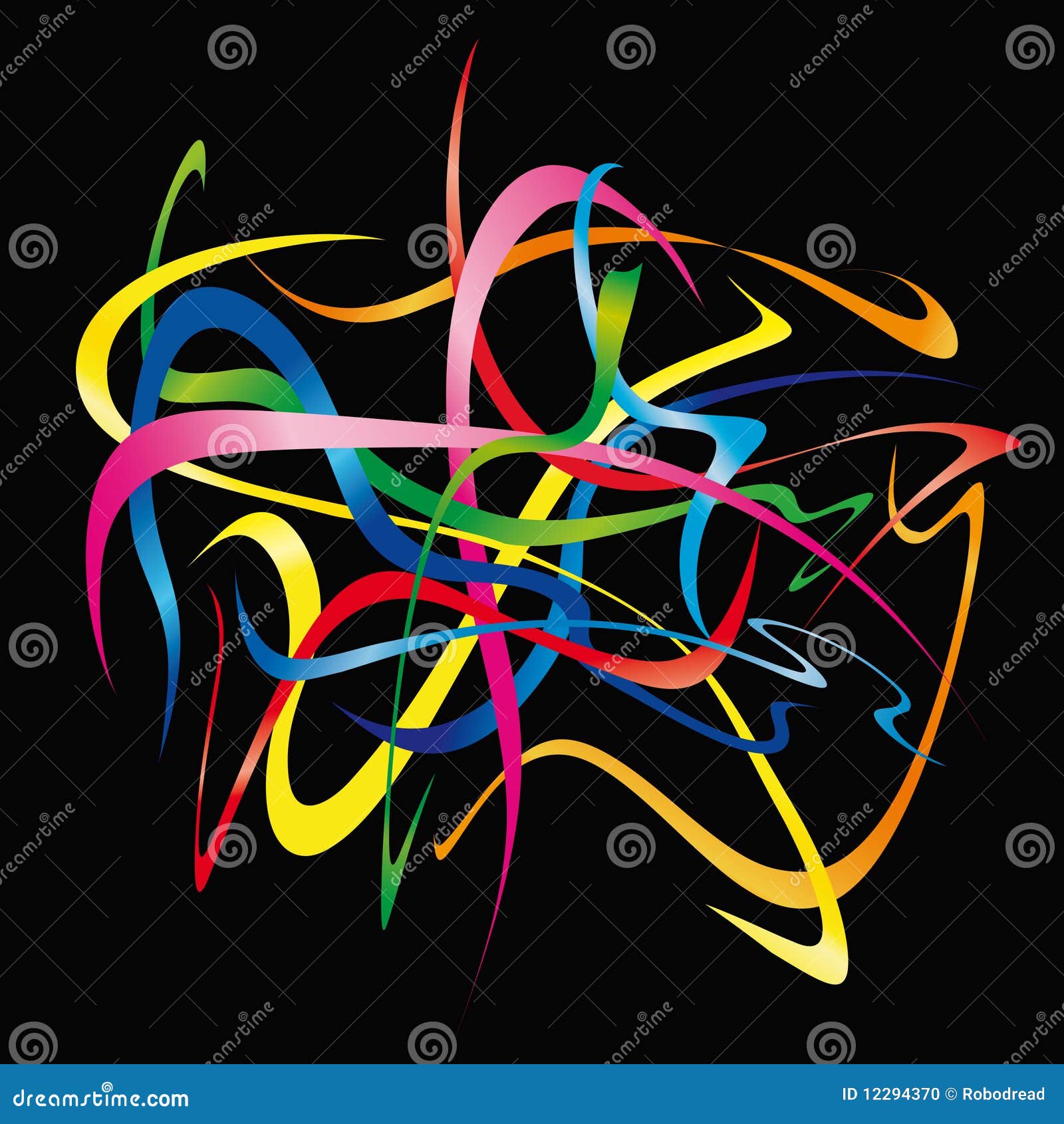 Moving Ribbons Composed Of Countless Colorful Dots, Vector Graphics ...
