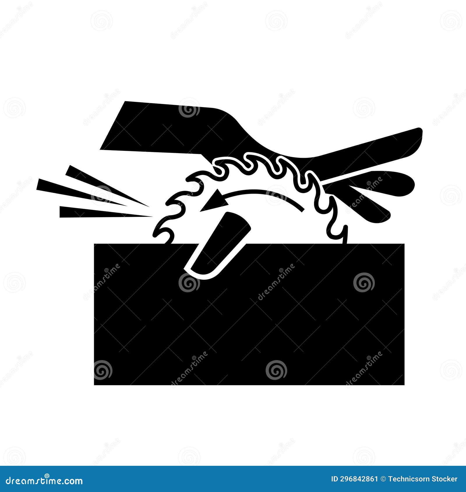 Moving Saw Blade on Swing Machine Can Cut Black Icon,Vector ...